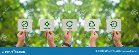 Hand Holding Reuse Reduce Recycle Refuse Rot Symbol Concept Of Zero Waste Eco Friendly