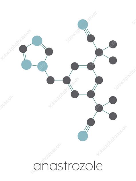 Anastrozole Breast Cancer Drug Molecular Model Stock Image F025