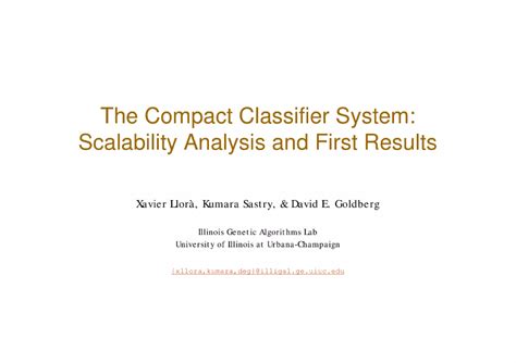 The Compact Classifier System Motivation Analysis And First Results Ppt
