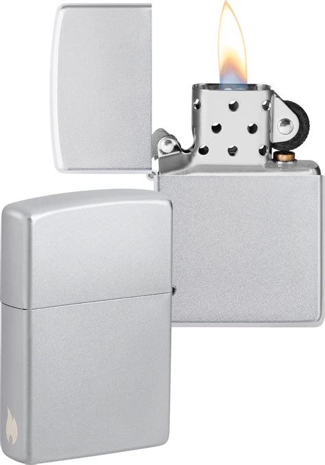 Zippo Windproof Lighter Flame Design Satin Chrome Refillable