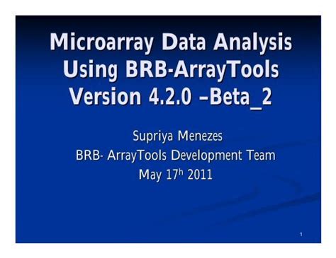 Microarray Data Analysis Using Brb Arraytools Version 420
