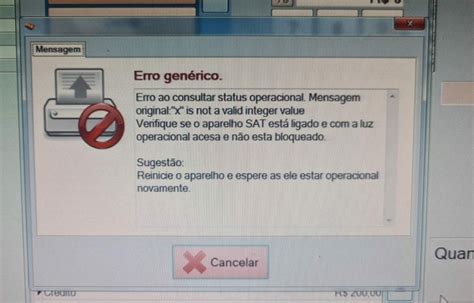 sat erro genérico x is not a valid integer value