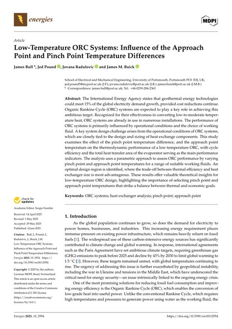 Pdf Low Temperature Orc Systems Influence Of The Approach Point And Pinch Point Temperature