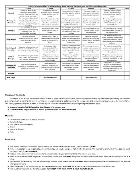 Rubrics For Activity 9 Pdf