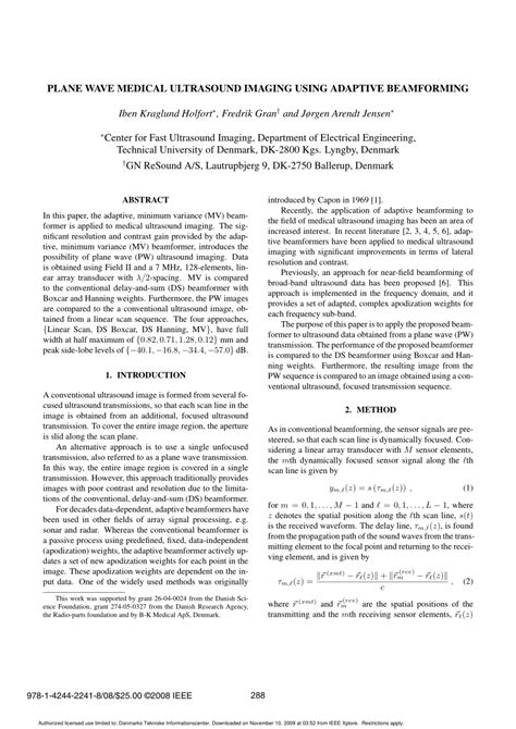 Pdf Plane Wave Medical Ultrasound Imaging Using Adaptive Beamforming