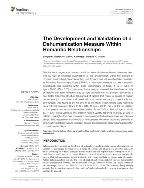 Pdf The Development And Validation Of A Dehumanization Measure Within