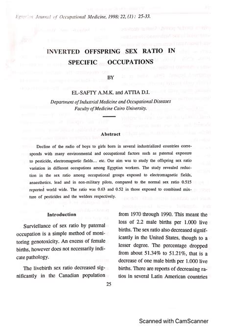 PDF Inverted Offspring Sex Ratio In Specific Occuations
