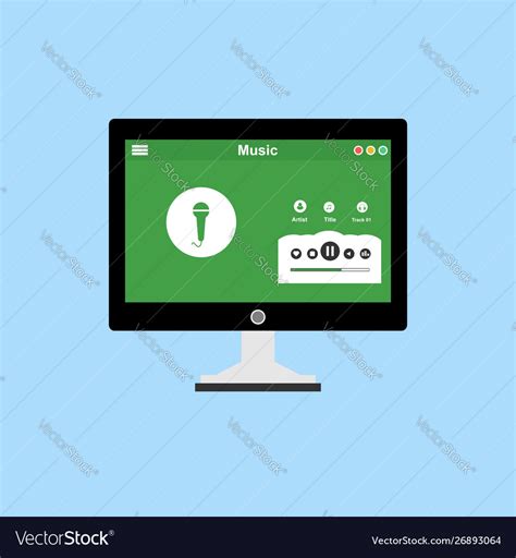 media player application app template with flat vector image