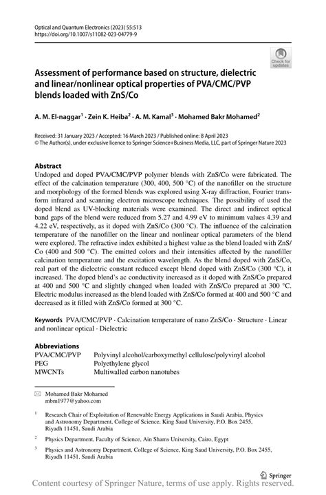 Assessment Of Performance Based On Structure Dielectric And Linearnonlinear Optical Properties