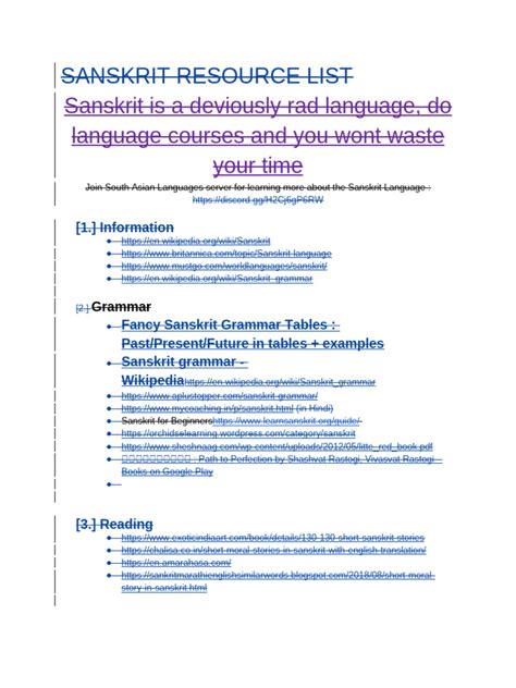 Sanskrit Resource List Pdf Sanskrit Human Communication