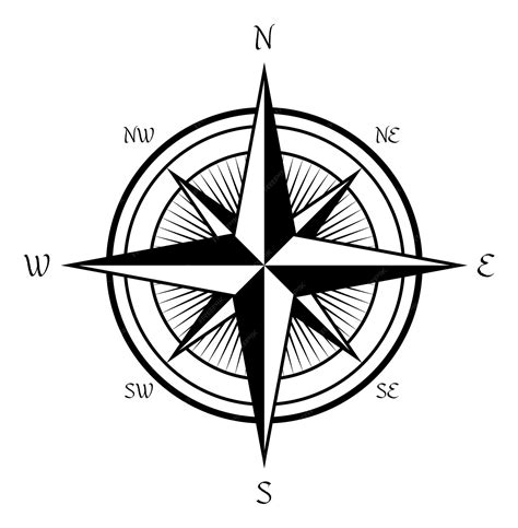 Premium Vector Navigation Symbol Retro Naval Compass Map Rose