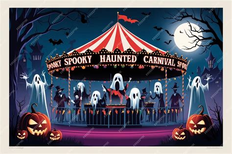 Spooky Haunted Carnival With Ghostly Performers Premium Ai Generated