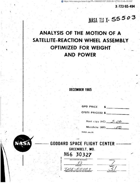 Pdf Analysis Of Motion Of A Satellite Reaction Wheel Assembly · 4