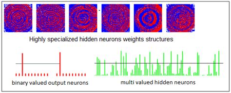 Highly Specialized Hidden Neurons Weights Structures Obtained With The
