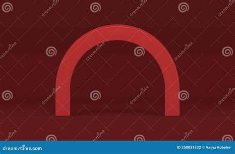 Red Arch Promo Basic Foundation Vertical Curved Column 3d Product
