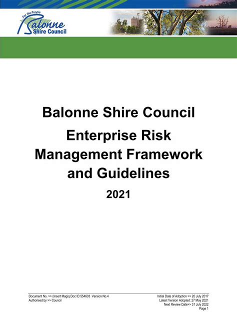 Pdf Balonne Shire Council Enterprise Risk Management Framework