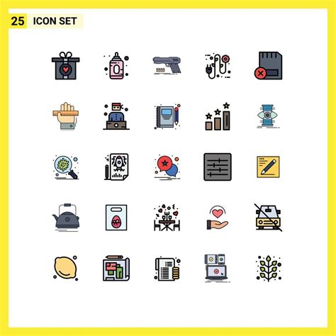 Set Of 25 Modern Ui Icons Symbols Signs For Devices Card Pistol