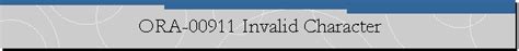 Sqlcoffee Ora 00911 Invalid Character