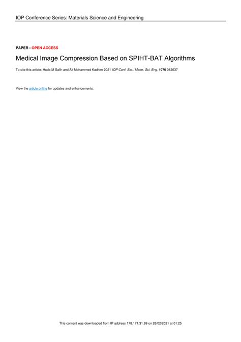 Pdf Medical Image Compression Based On Spiht Bat Algorithms