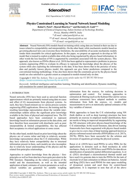 Pdf Physics Constrained Learning In Neural Network Based Modeling