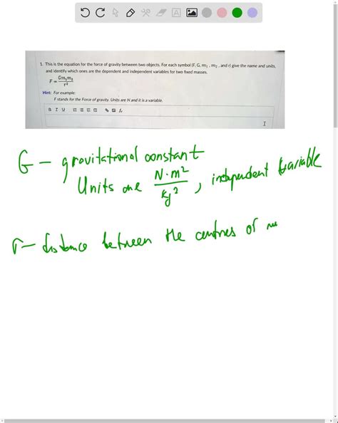 Solved This Is The Equation For The Force Of Gravity Between Two