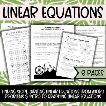 Writing Linear Equations From Word Problems By A Carters Class TPT