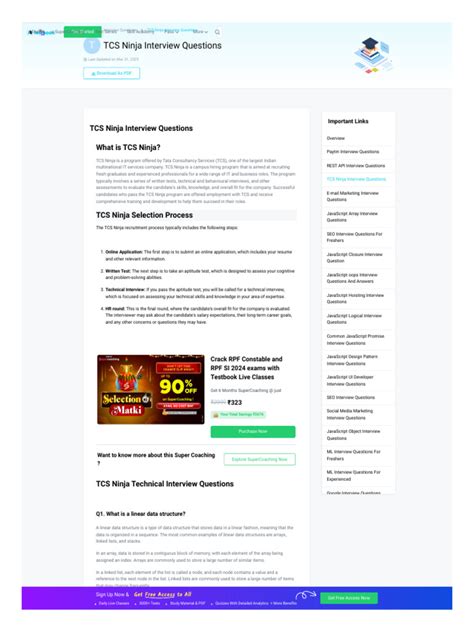 testbook com interview tcs ninja interview questions pdf ip address