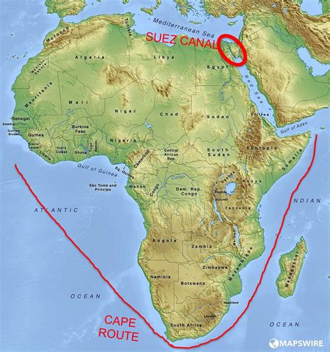 Canal De Suez En El Mapa De áfrica LocalizaciÓn Del Canal De Suez