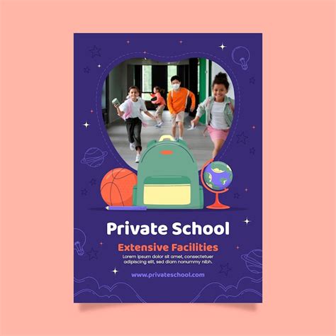 Free Vector Flat Design Private School Poster