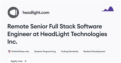 remote senior full stack software engineer job at headlight