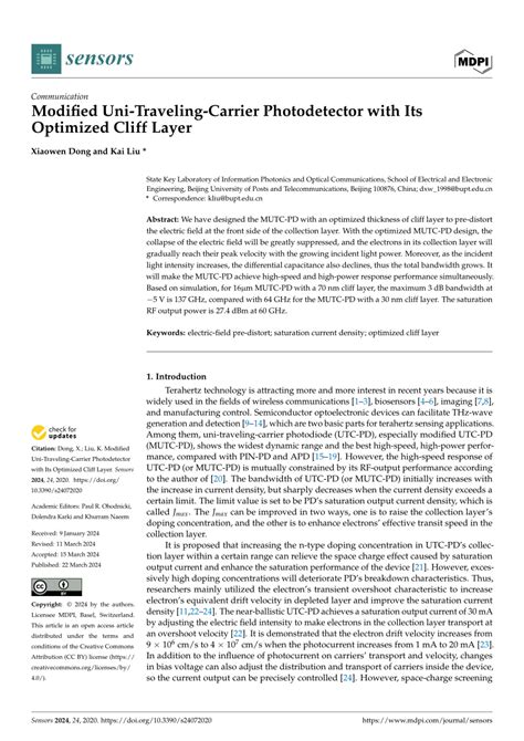 Pdf Modified Uni Traveling Carrier Photodetector With Its Optimized Cliff Layer