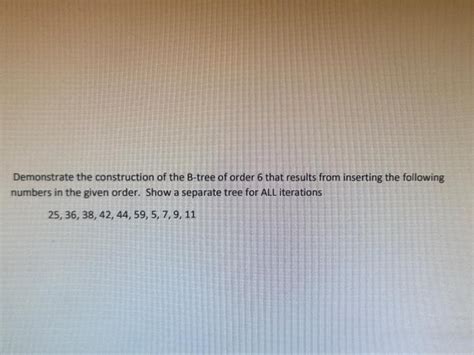 Solved Demonstrate The Construction Of The B Tree Of Order Chegg