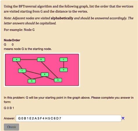 Solved Using The Bftraversal Algorithm And The Following Graph List The Order That The