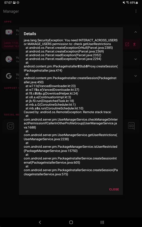 Bug Unknow Error During Installation Issue TeamVanced VancedManager GitHub