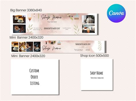 4 In One Esty Template Banners Canva Editable Esty Shop Templates Etsy