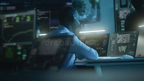 Team Clap Hands After Successful Spacecraft Lift Off Stock Footage