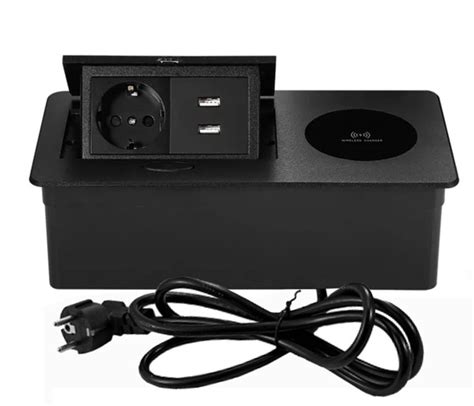 Выдвижная встраиваемая розетка на 1 розетку 2 Usb 10Вт и беспроводную