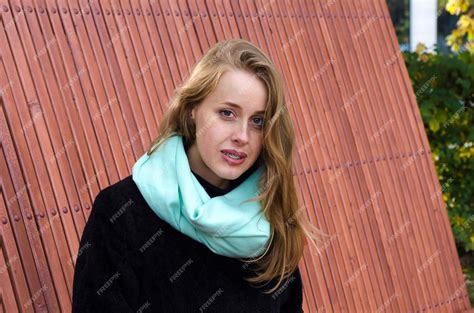 Redhead Girl With Freckles With Braces Smiles Joyfully Young Ginger