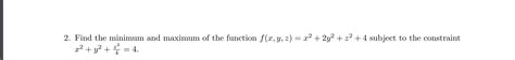 solved 2 find the minimum and maximum of the function f x