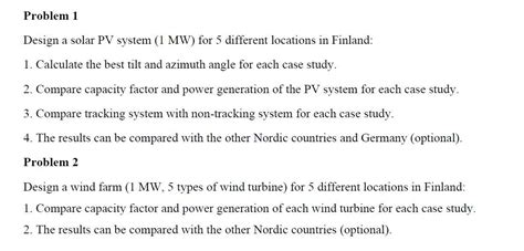 Solved Problem 1 Design A Solar PV System 1 MW For 5 Chegg Com