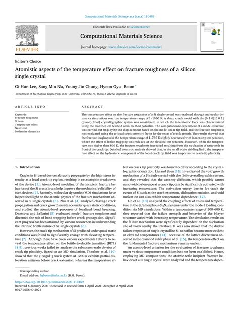 Pdf Atomistic Aspects Of The Temperature Effect On Fracture Toughness