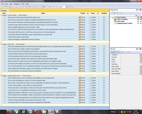 project gating checklist to do list organizer checklist pim time hot