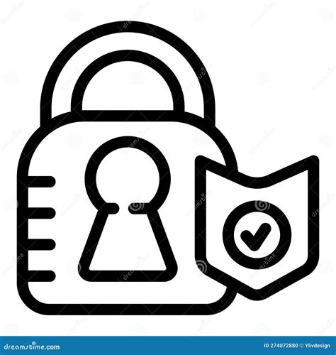 Padlock Shield Icon Outline Vector Guard Safety Stock Vector Illustration Of Firewall
