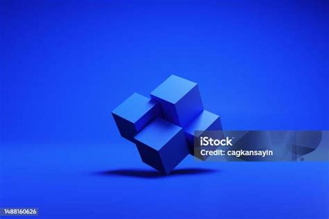 파란색 기하학적 큐브가 서로 합쳐집니다 프리젠테이션을 위한 현대적인 배경 디자인 브랜드 템플릿과 배너 디지털 생성 이미지에 대한 스톡 사진 및 기타 이미지 Istock