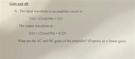 Solved The Input Waveform To An Amplifier Circuit Is Chegg Com