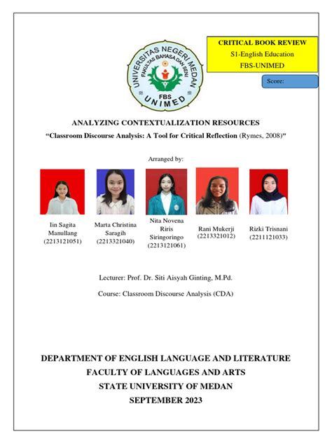 Cbr Classroom Discourse Analysis Group G English Education Pdf