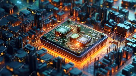 Premium Ai Image Circuit Board Processor Chips Semiconductor Colorful