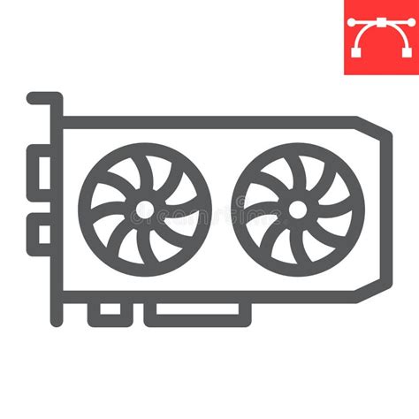 GPU Card Line Icon Hardware And Bitcoin Mining Graphic Card Vector Icon Vector Graphics