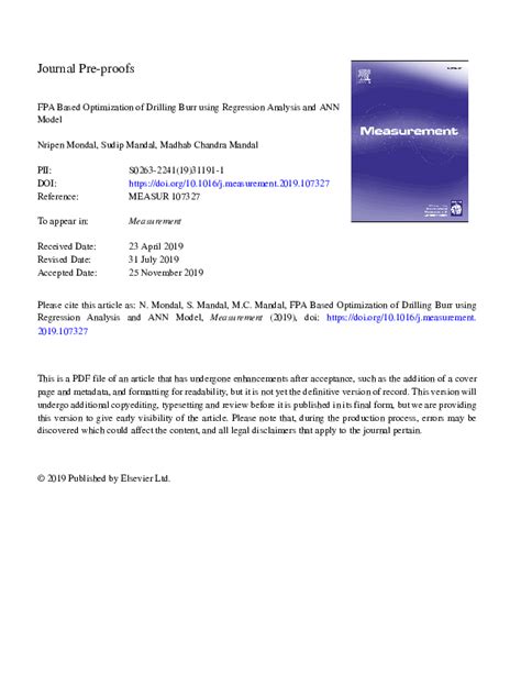 Pdf Fpa Based Optimization Of Drilling Burr Using Regression Analysis