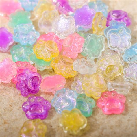 Badu Bg 50 БР Сладка котешка лапа Талисмани за палмови нокти Отпечатък от крак Акрилен блясък